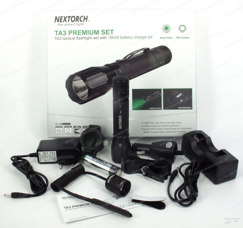 Комплект NexTorch - фонарь подствольный TA3, с кронштейном, выносной ...